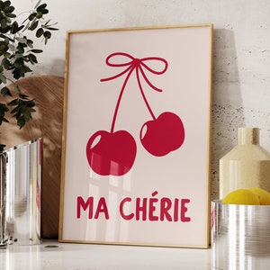 Cherry Poster, Cherry Bow Print, Trendy Wall Art, Digital Download ...