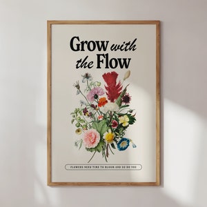 Positive Quote Print, Botanical Floral Poster, Digital Download, Trendy ...