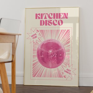 Kitchen Disco Print, Trendy Wall Art, Digital Download, Disco Ball ...
