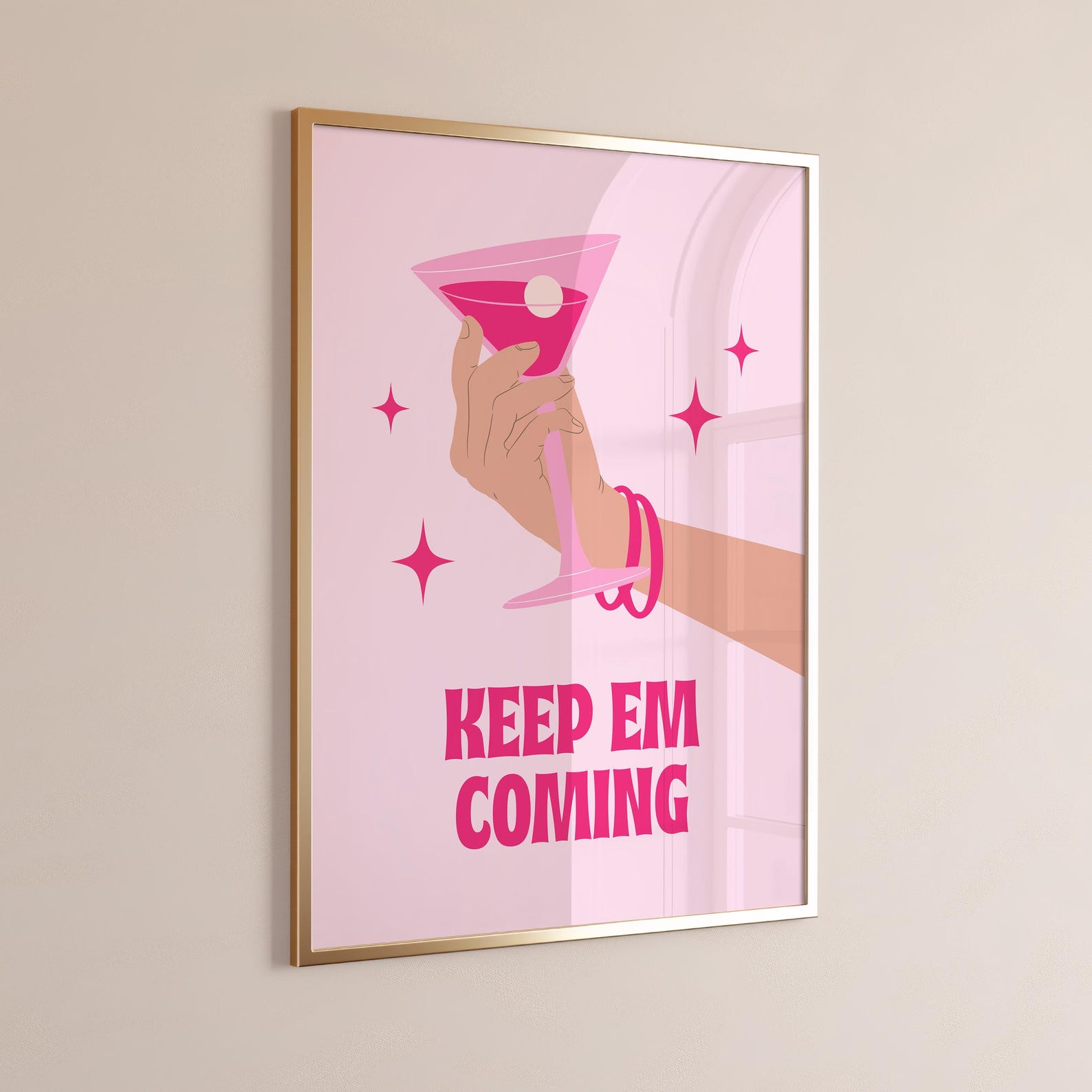 Keep Em Coming Print Digital Download Bar Cart Art Cocktail Poster ...