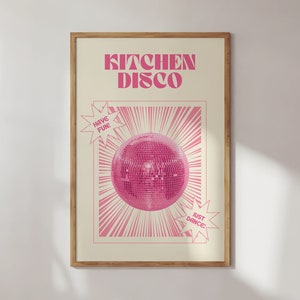 Kitchen Disco Print, Trendy Wall Art, Digital Download, Disco Ball ...