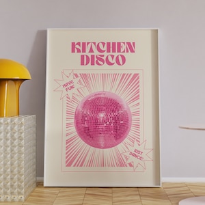 Kitchen Disco Print, Trendy Wall Art, Digital Download, Disco Ball ...