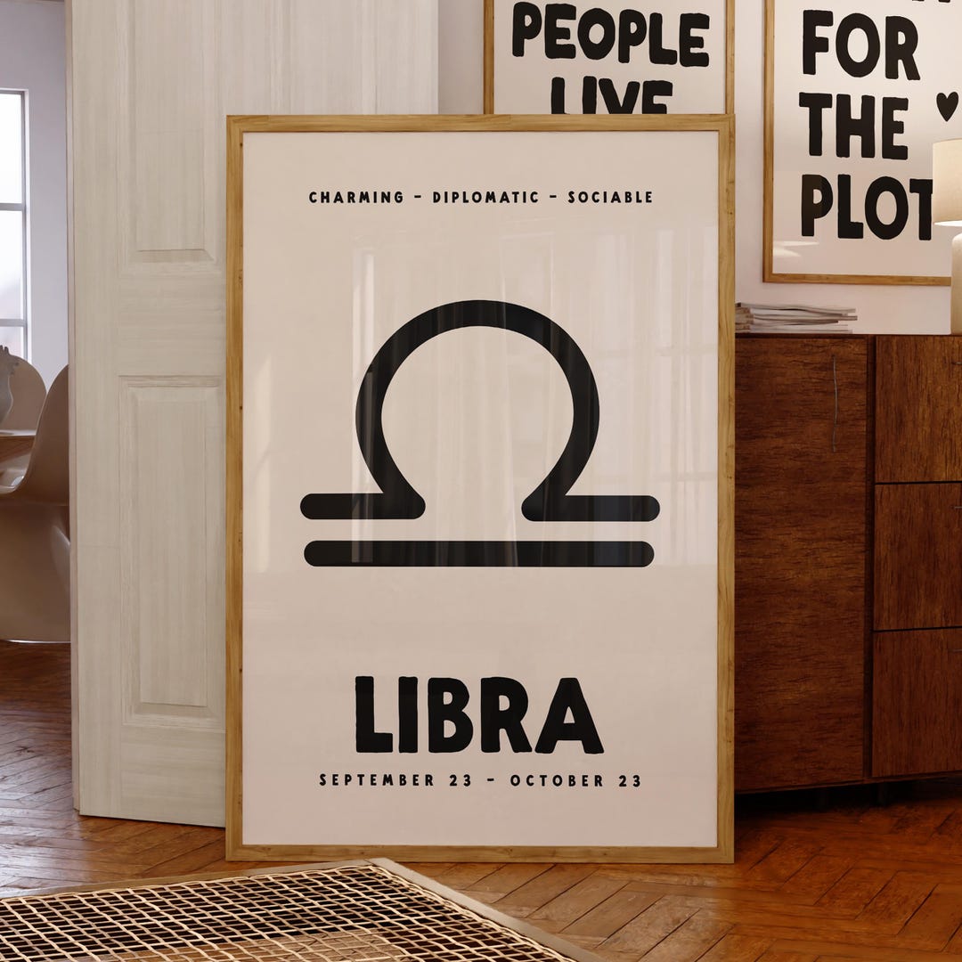 Libra Zodiac Print, Digital Download, Astrology Star Sign Poster, Libra ...