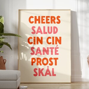 Cheers Print, Digital Download Print, Trendy Wall Art, Bar Cart Poster ...