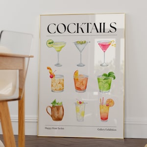 Cocktail Print, Bar Cart Poster, Digital Download, Trendy Wall Art ...