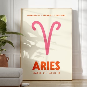 Aries Print, Zodiac Poster, Digital Download Print, Trendy Wall Art ...
