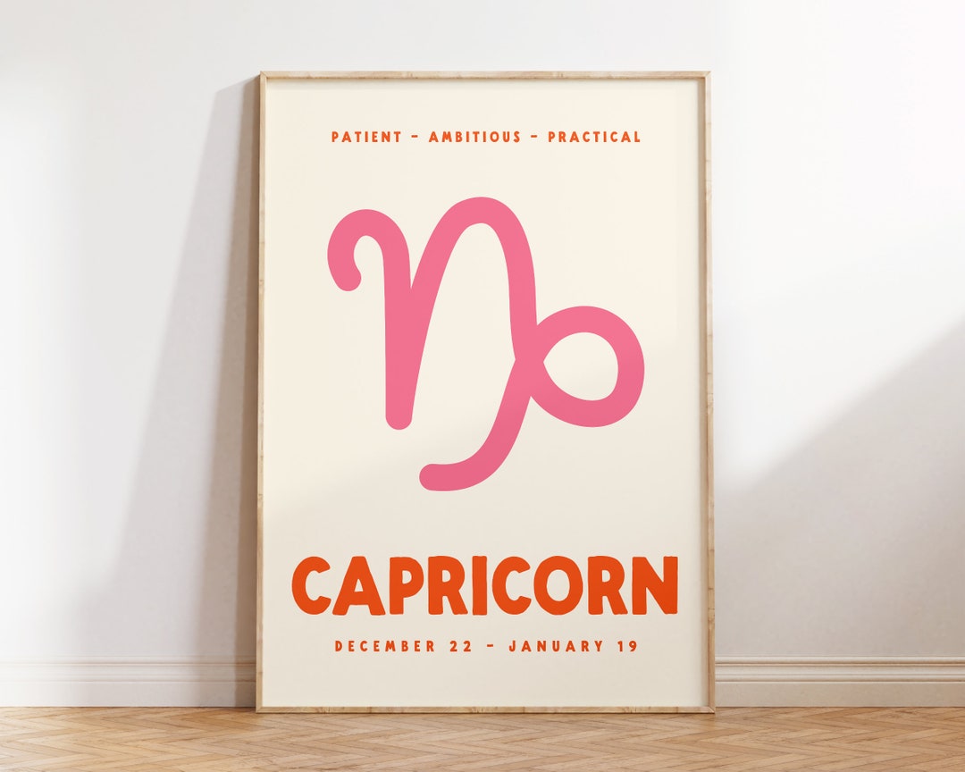 Capricorn Print, Zodiac Poster, Digital Download Print, Trendy Wall Art ...