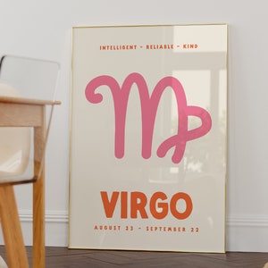 Virgo Print, Zodiac Poster, Digital Download Print, Trendy Wall Art ...