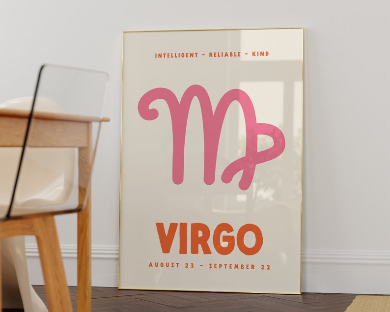 Virgo Print, Digital Download, Zodiac Poster, Trendy Wall Art, Star ...