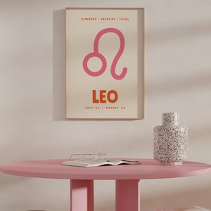 Leo Print, Zodiac Poster, Digital Download Print, Trendy Wall Art, Star ...