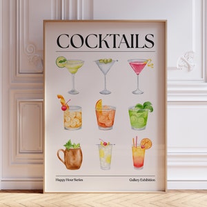 Cocktail Print, Bar Cart Poster, Digital Download, Trendy Wall Art ...