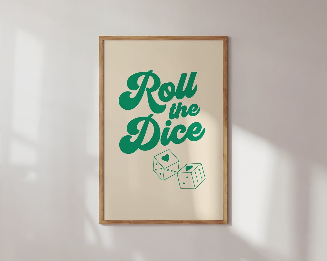 Roll the Dice Print Retro Wall Decor Digital Download Trendy Wall Art ...