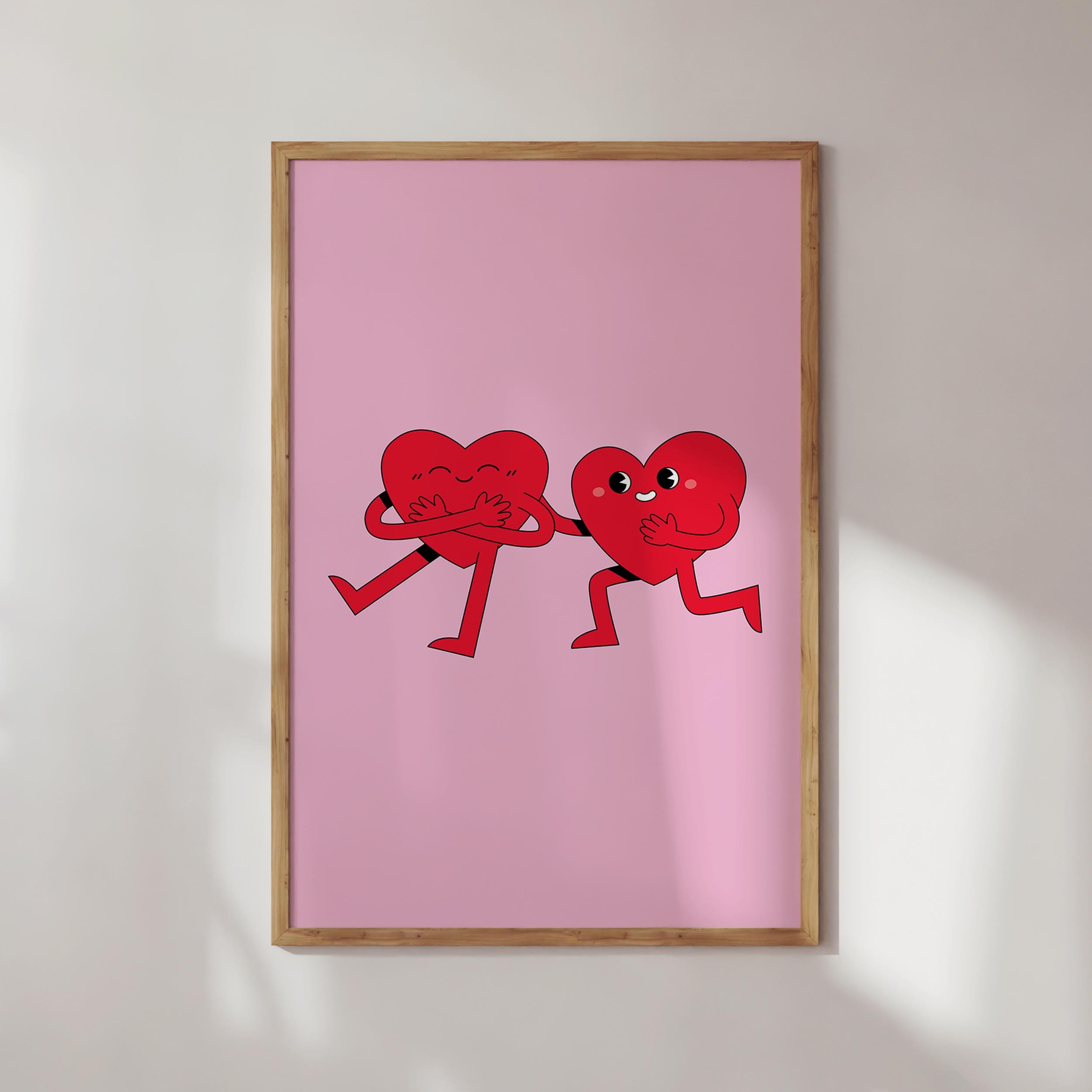 Cute Retro Hearts Print, Valentines Day Poster, Digital Download ...