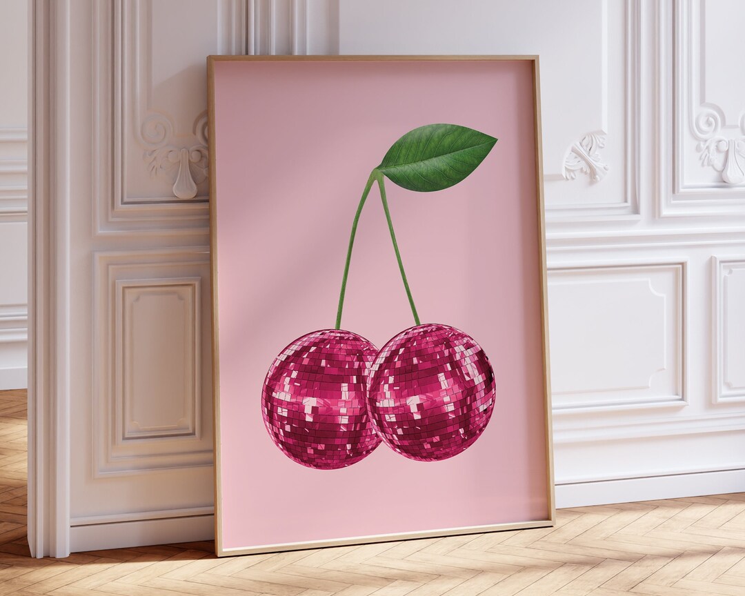 Disco Cherries Print, Trendy Wall Art, Digital Download, Disco Ball ...