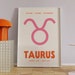 Taurus Print, Zodiac Poster, Digital Download Print, Trendy Wall Art ...