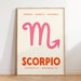 Scorpio Print, Zodiac Poster, Digital Download Print, Trendy Wall Art ...