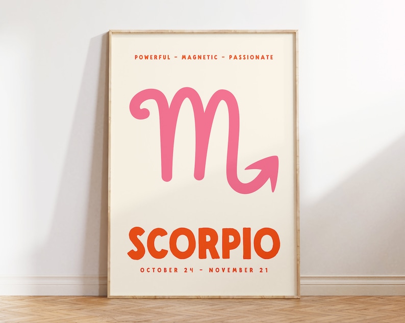 Scorpio Print, Zodiac Poster, Digital Download Print, Trendy Wall Art ...