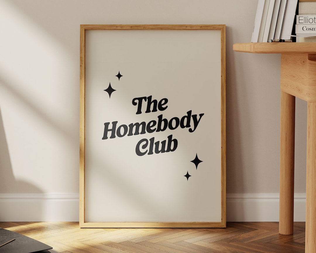 The Homebody Club Print, Trendy Wall Art, Digital Download Print, Typography Poster, Retro Wall ...