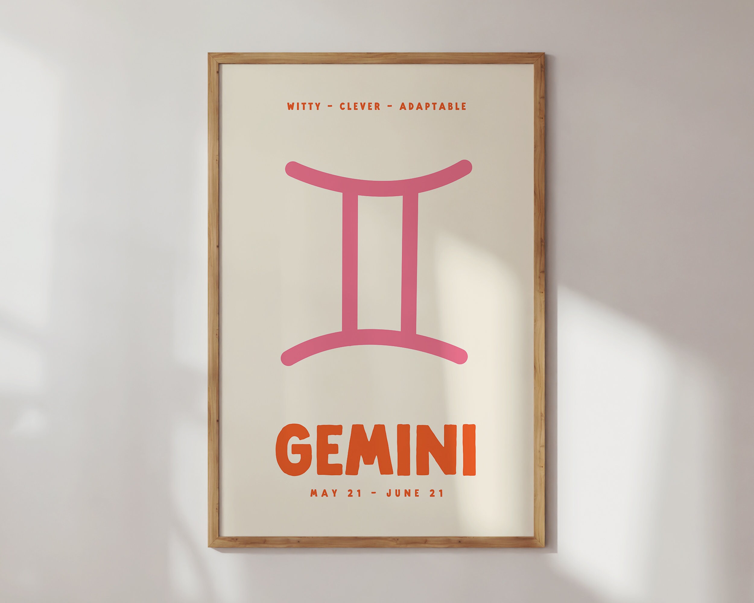 Gemini Print, Zodiac Poster, Digital Download Print, Trendy Wall Art ...
