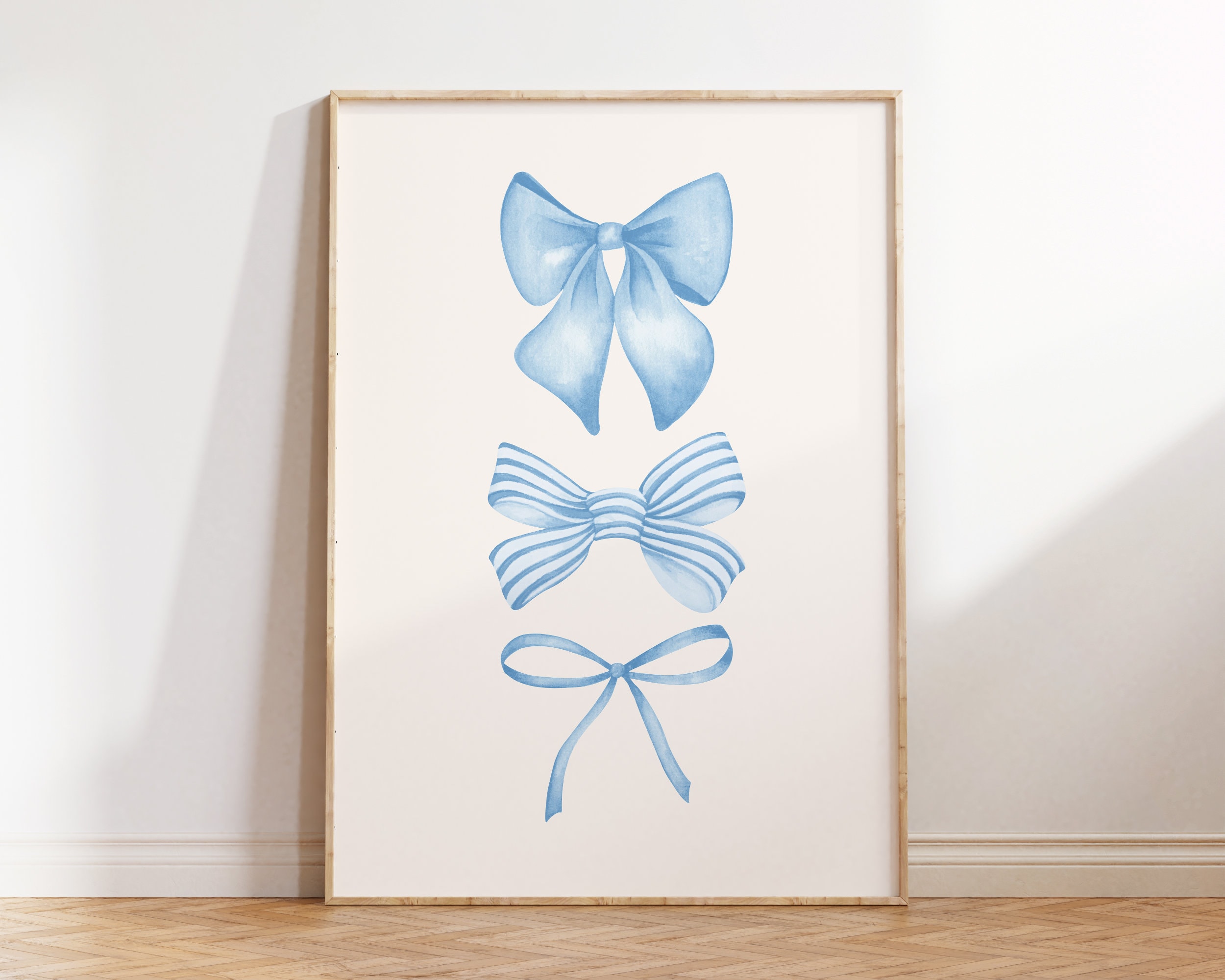 Watercolor Blue Bow Print, Balletcore Wall Art, Digital Download ...