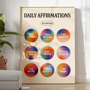 Daily Affirmations Print, Trendy Wall Art, Digital Download Print ...