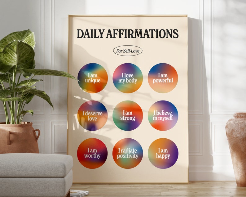 Daily Affirmations Print Trendy Wall Art Digital Download - Etsy