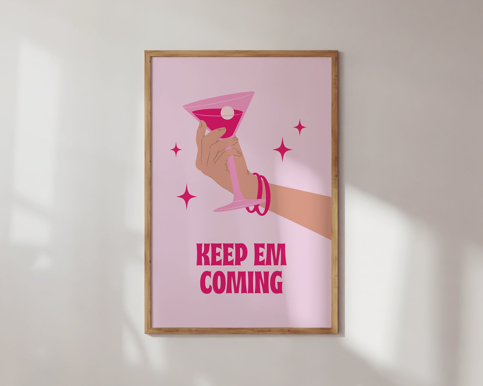 Keep Em Coming Print Digital Download Bar Cart Art Cocktail Poster ...