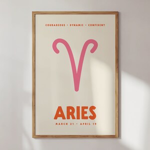 Aries Print, Zodiac Poster, Digital Download Print, Trendy Wall Art ...