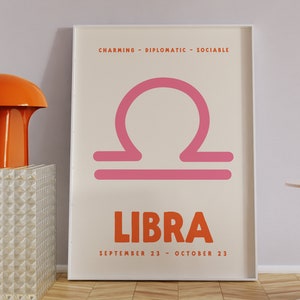 Libra Print, Zodiac Poster, Digital Download Print, Trendy Wall Art ...