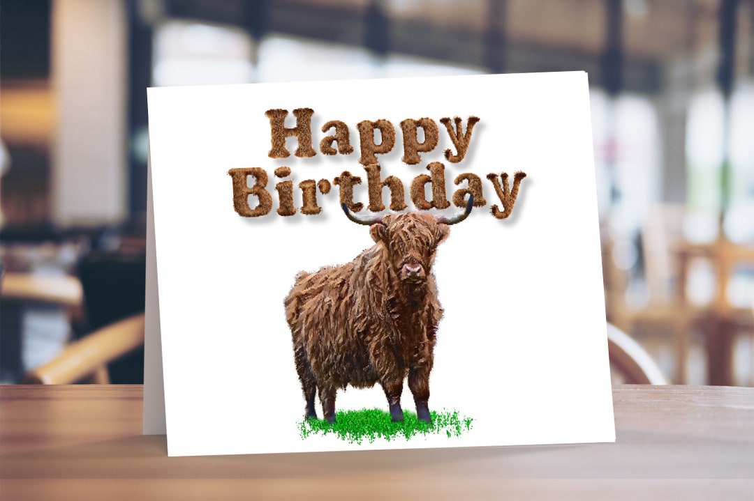Happy Birthday highland Cow Greeting Card - Etsy