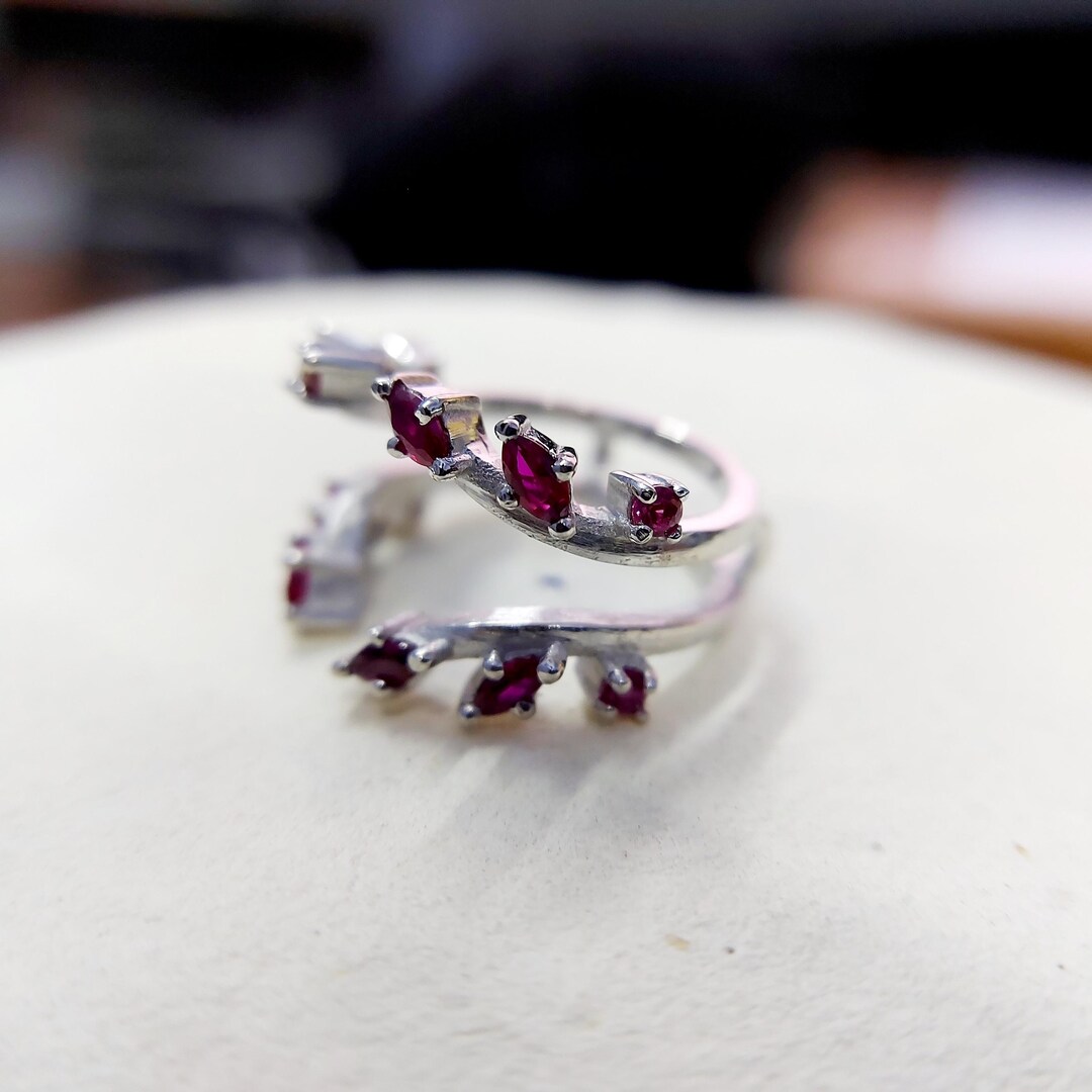 Ruby Enhancer Curved Ring | Silver or Gold Finish Ruby Band | January ...