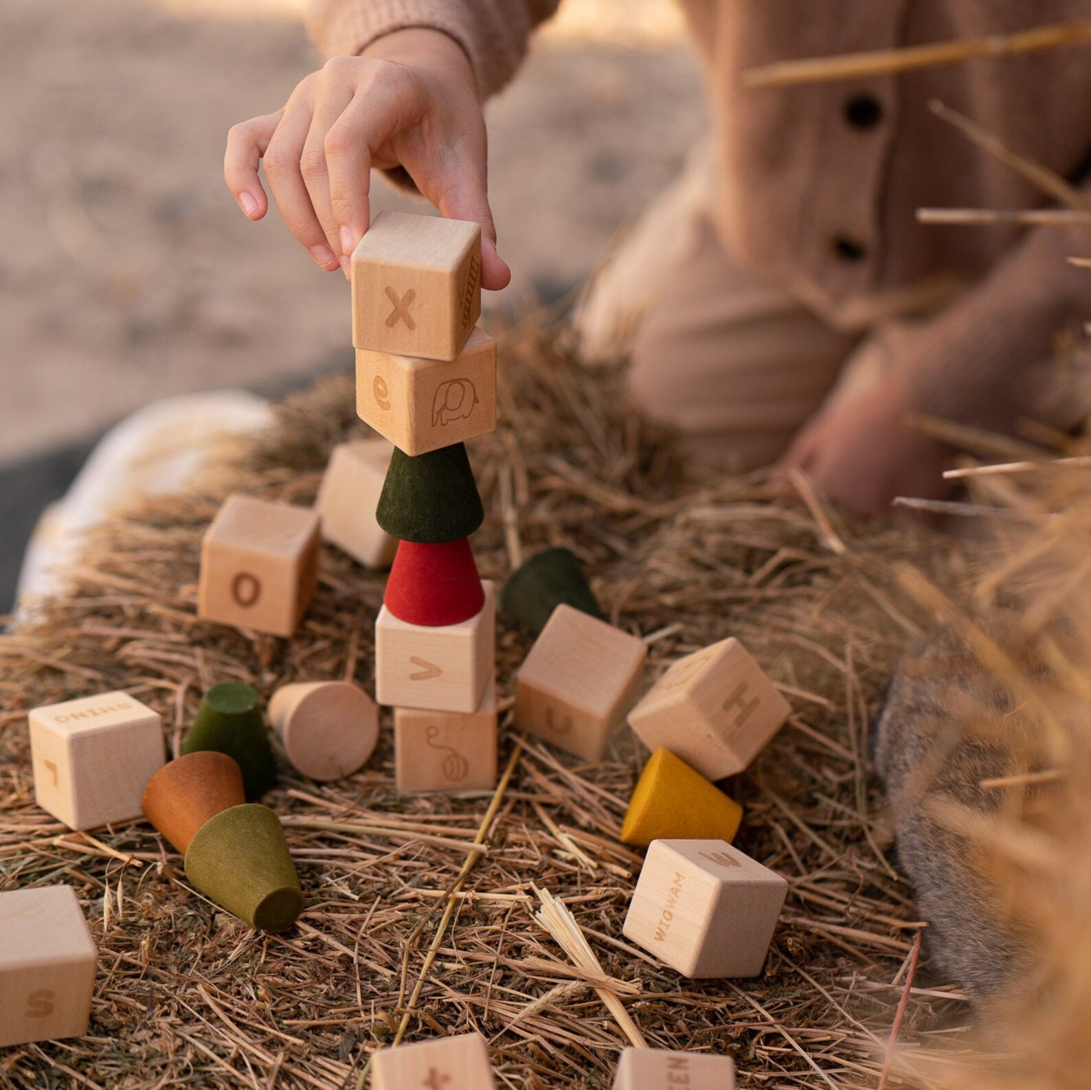 English Wooden Alphabet Blocks Set ABC Cubes for Children Wooden Letter ...