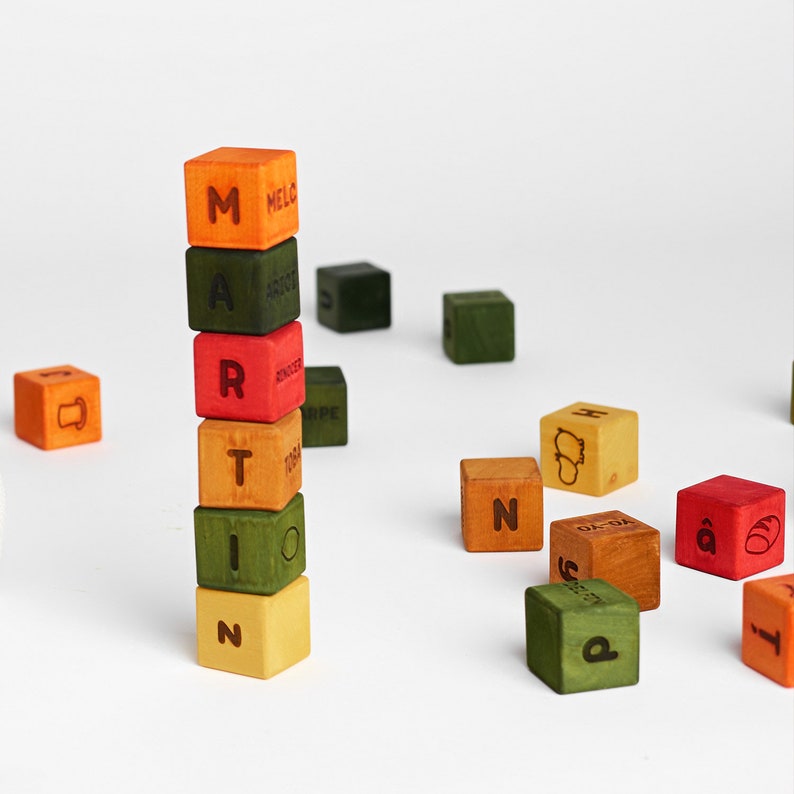 English Wooden Alphabet Blocks Set ABC Cubes With Letters for Children ...
