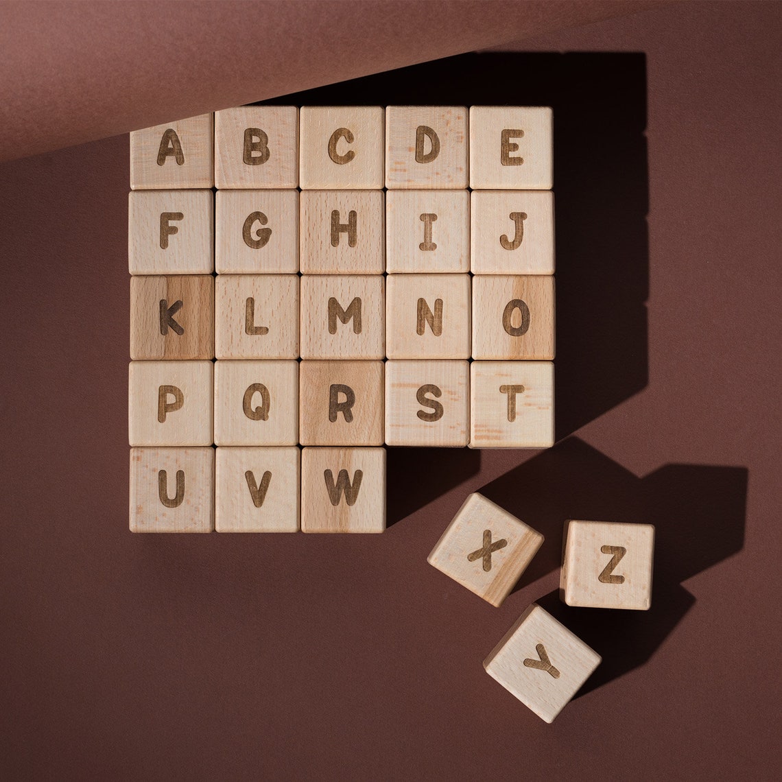 English Wooden Alphabet Blocks Set ABC Cubes for Children Wooden Letter ...