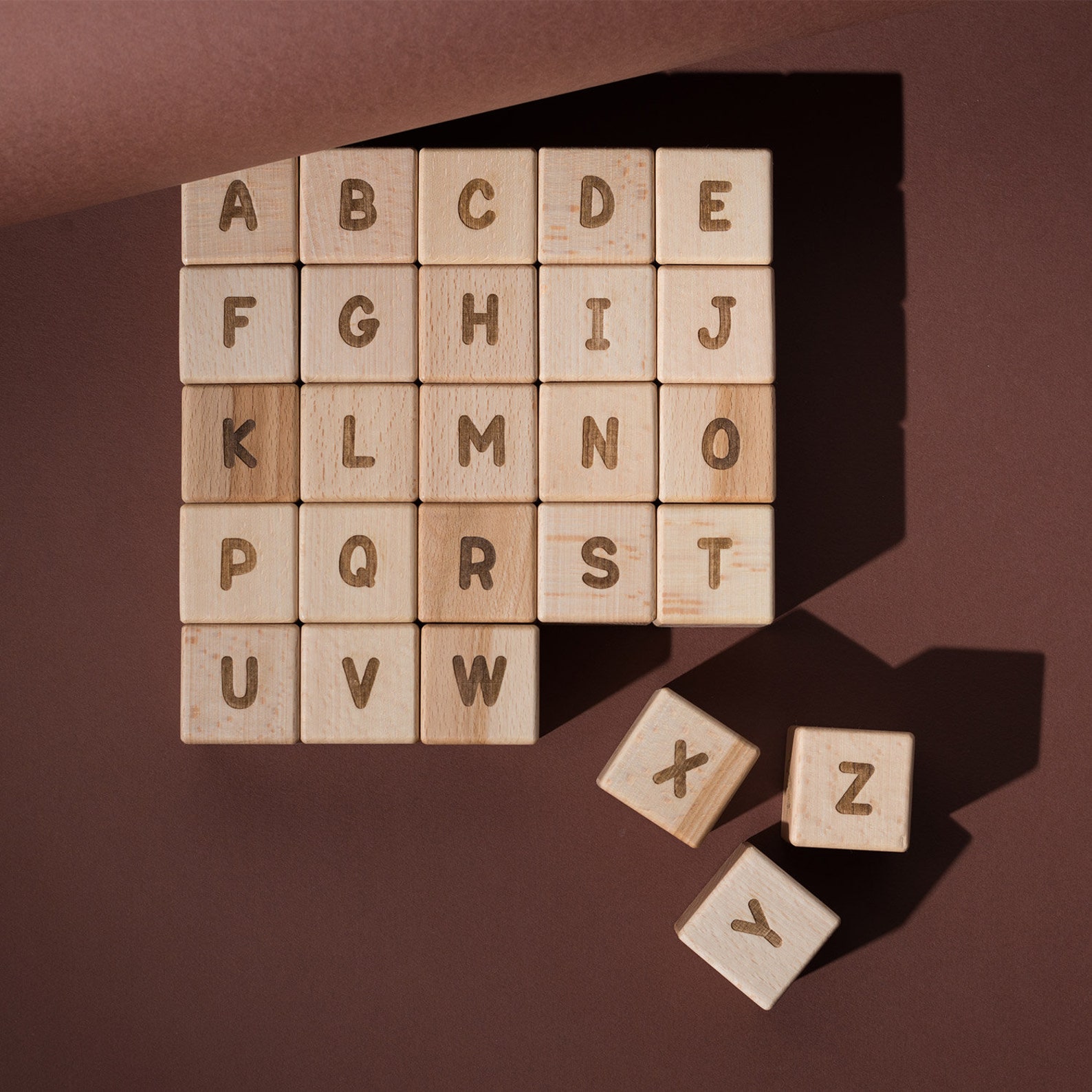 English Wooden Alphabet Blocks Set ABC Cubes for Children Wooden Letter ...