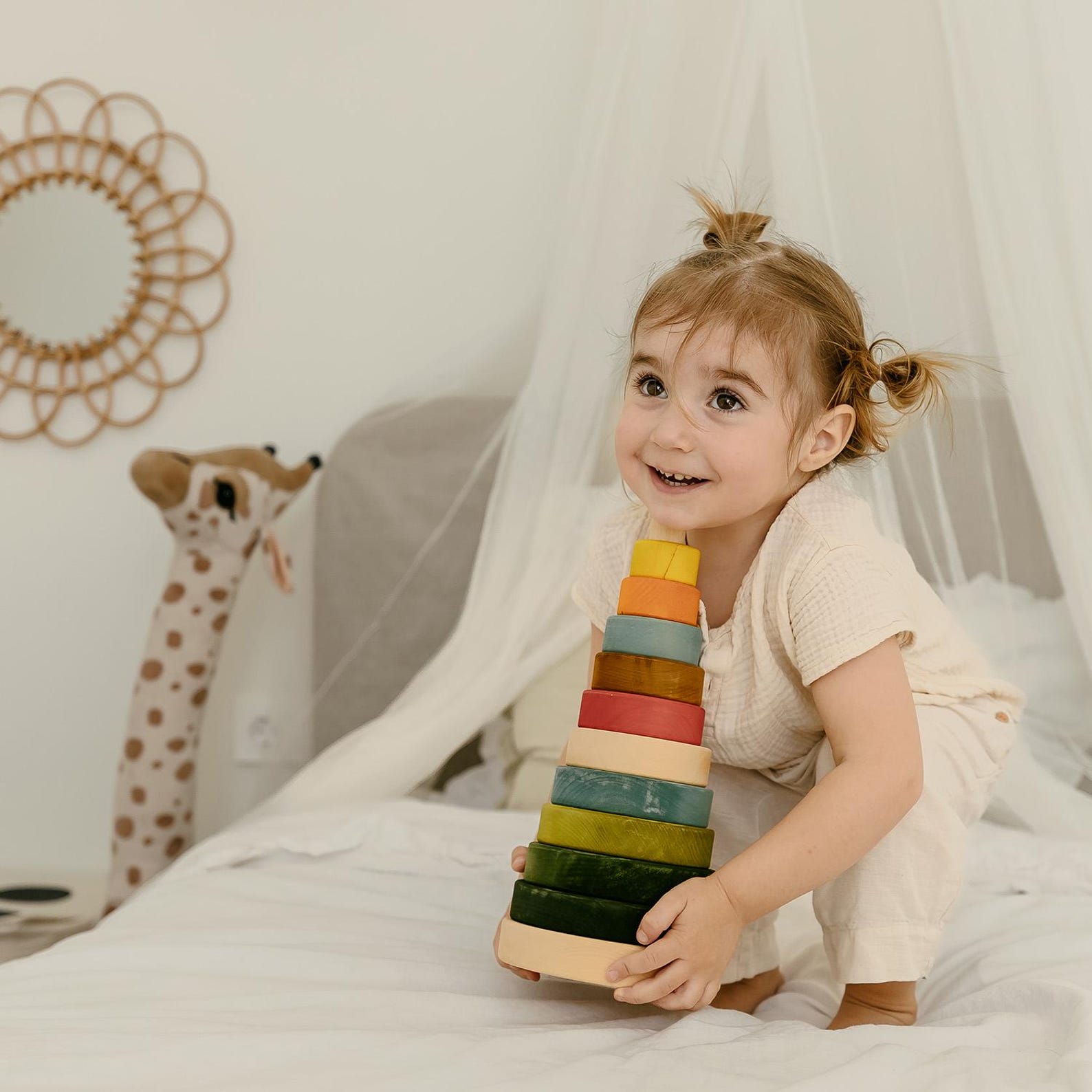 Montessori-inspired Wooden Pyramid Stacking Toy Eco-friendly Playtime ...