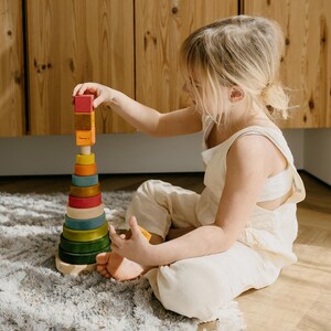 Montessori-inspired Wooden Pyramid Stacking Toy Eco-friendly Playtime ...