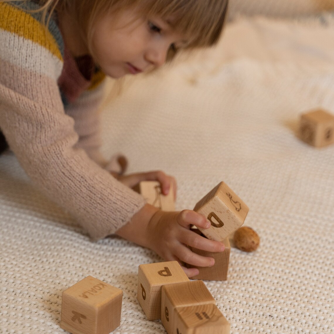 English Wooden Alphabet Blocks Set ABC Cubes for Children Wooden Letter ...