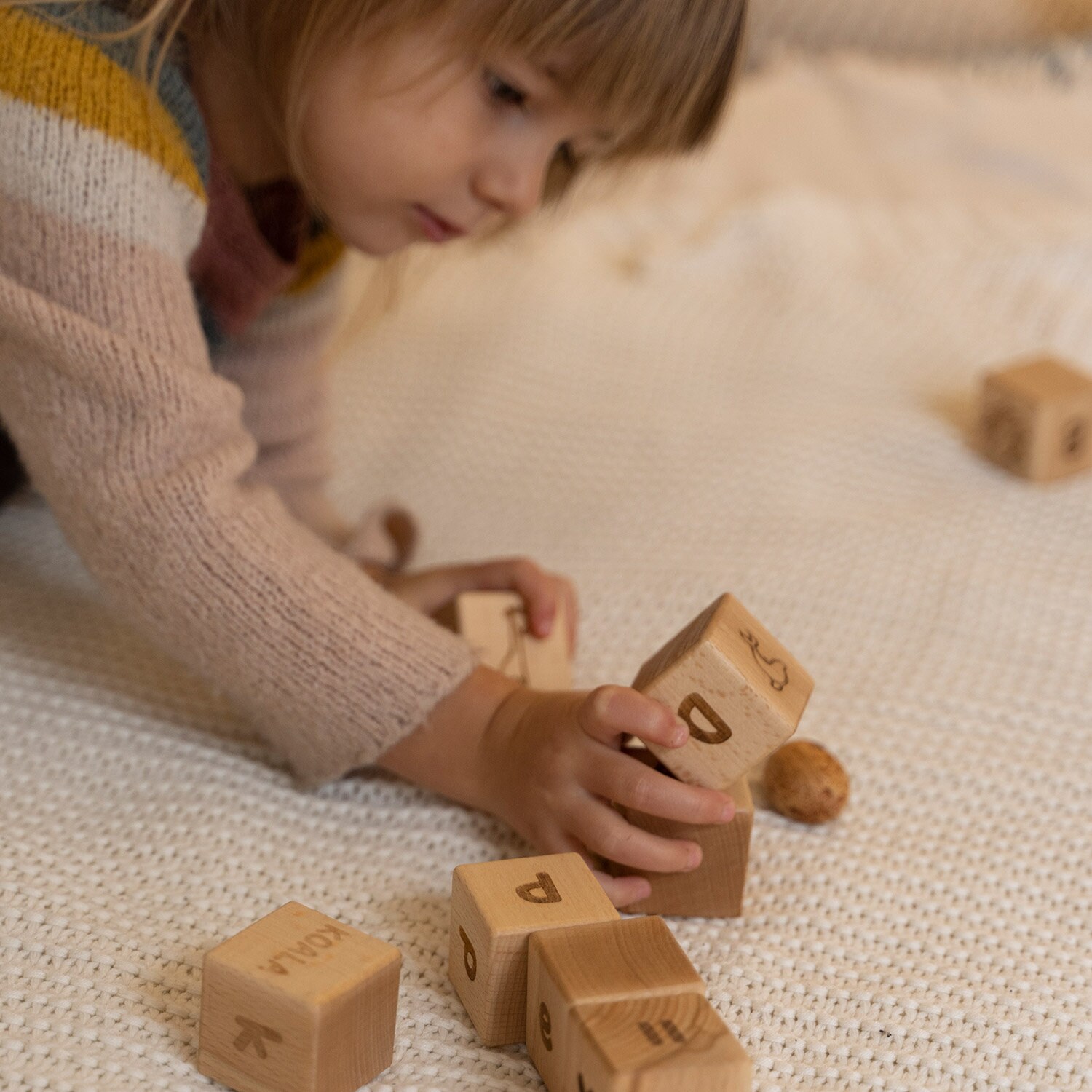 English Wooden Alphabet Blocks Set ABC Cubes for Children Wooden Letter ...