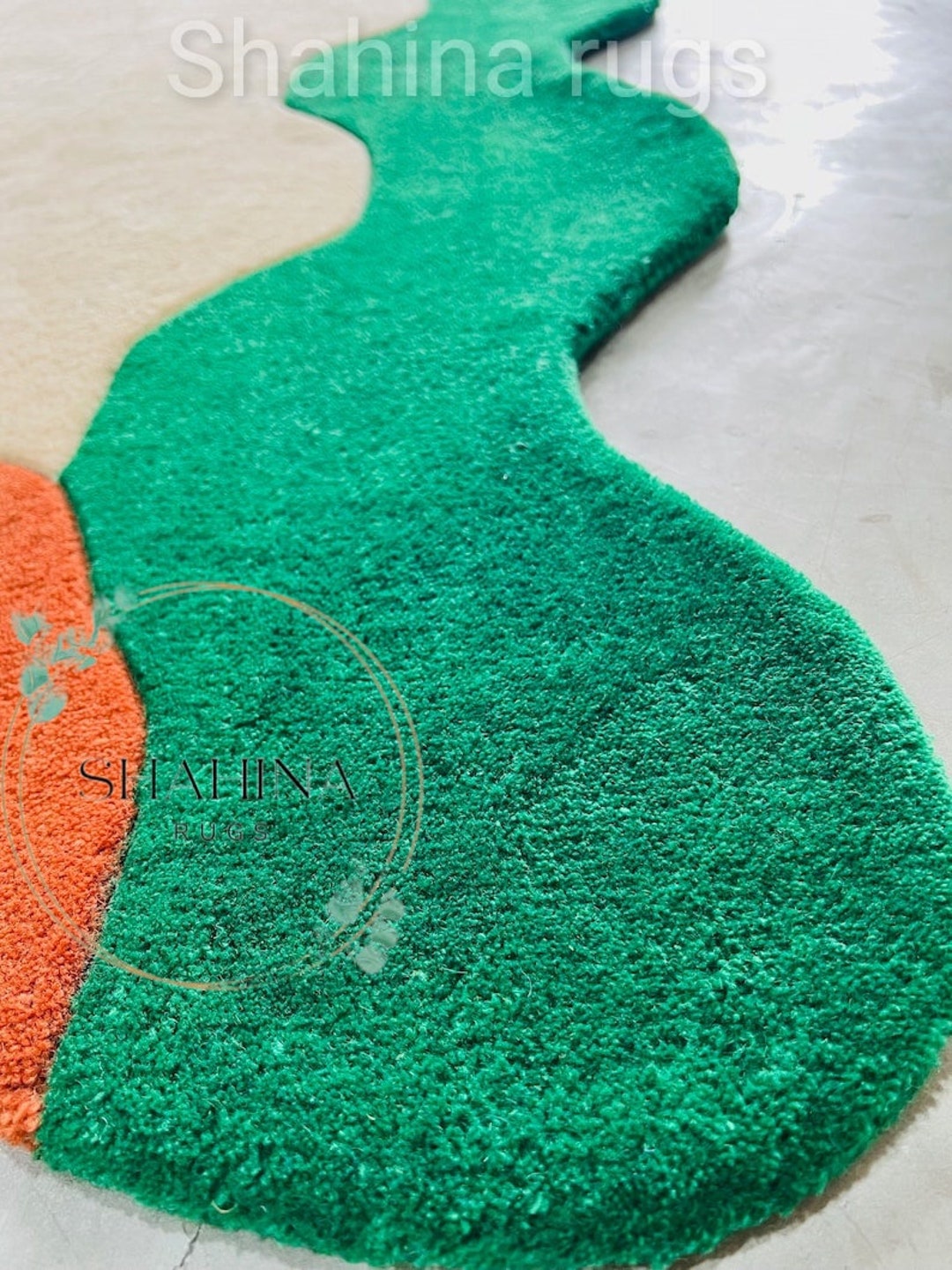 Irregular Shaped Rug Hand Tufted Wool Area Rug for Hall Kitchen Living ...