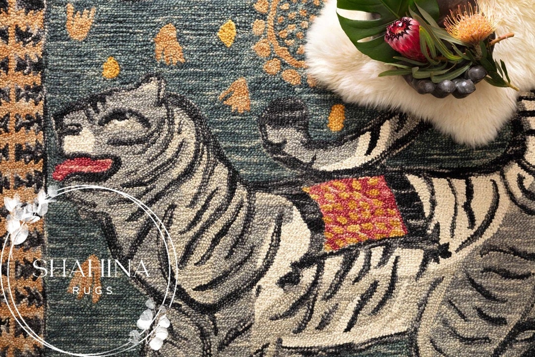 Tibetan Tiger Handmade Woolen Area Rug for Hall Kitchen Living Room Bed ...