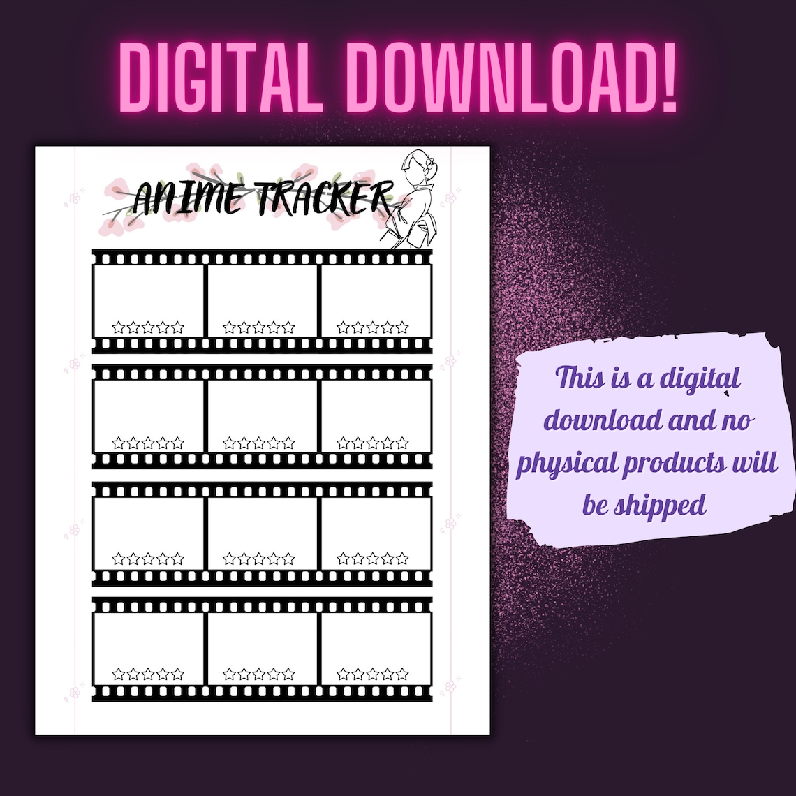 Anime Tracker | Anime Planner | Anime Watched | Instant Download ...