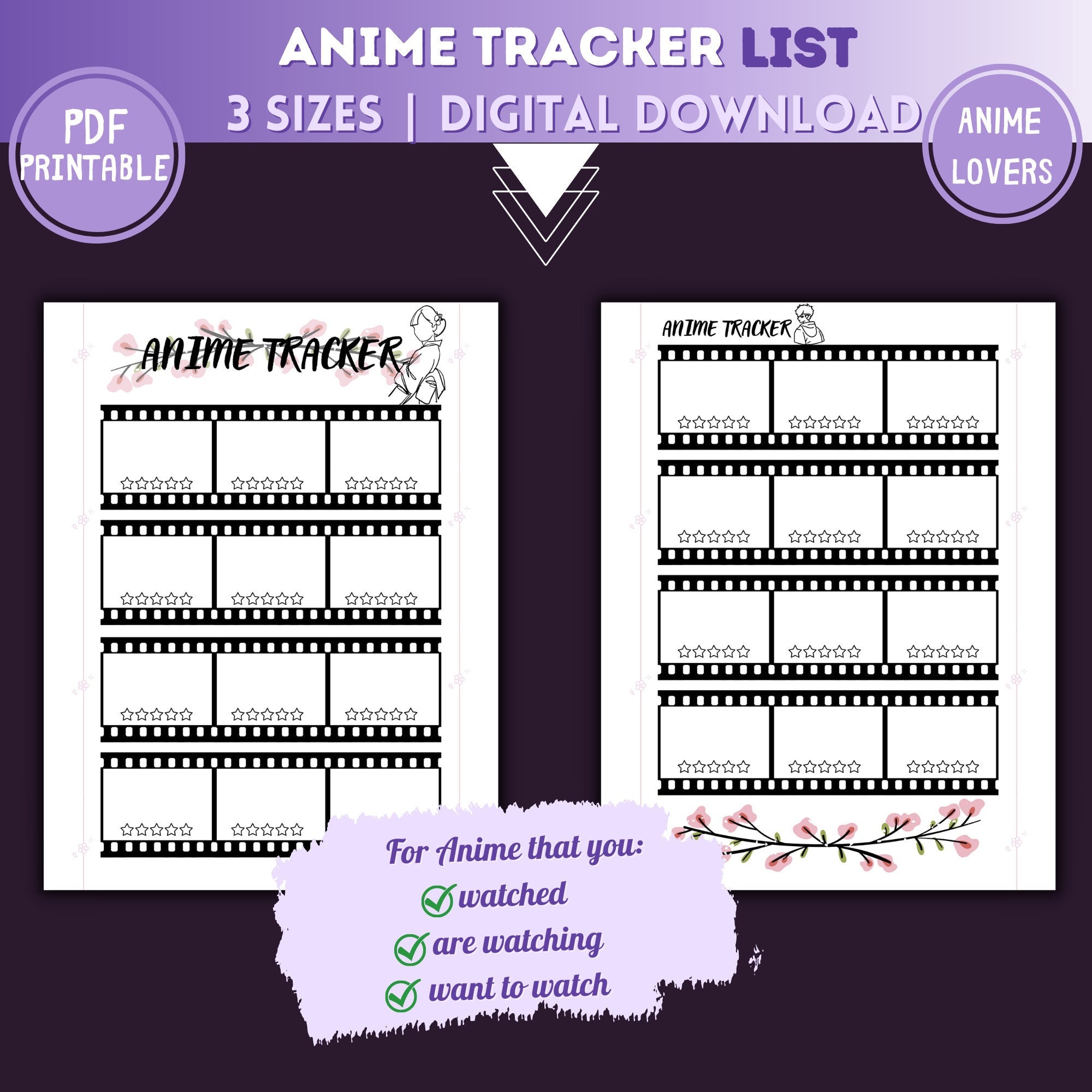 Anime Tracker | Anime Planner | Anime Watched | Instant Download ...
