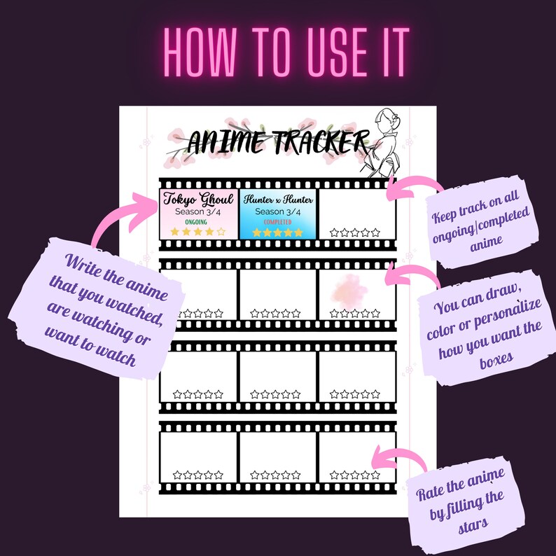 Anime Tracker | Anime Planner | Anime Watched | Instant Download ...