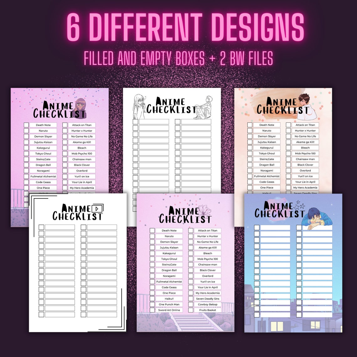 Lifetime Anime Checklist | Anime Tracker | Anime List to See | Anime ...