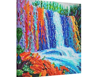 Canva Waterfall Art - Etsy