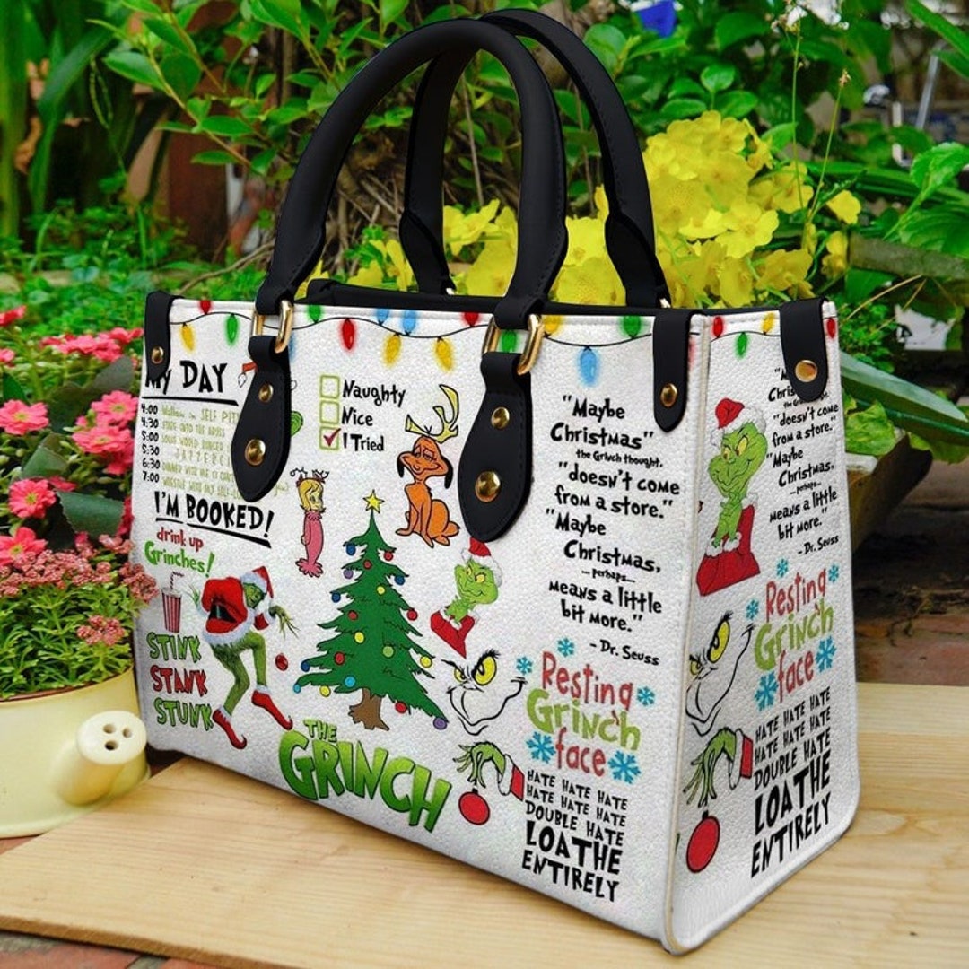 Christmas Grinch Text Icon Collection Handbag Leather - Etsy