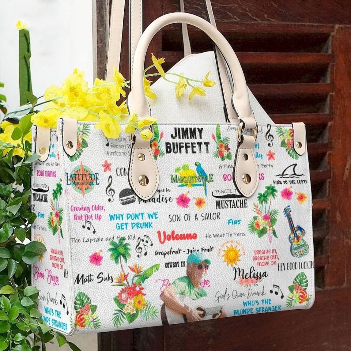 Jimmy buffett Leather Bags,Jimmy Buffett RIP Handbag,Margaritaville ...