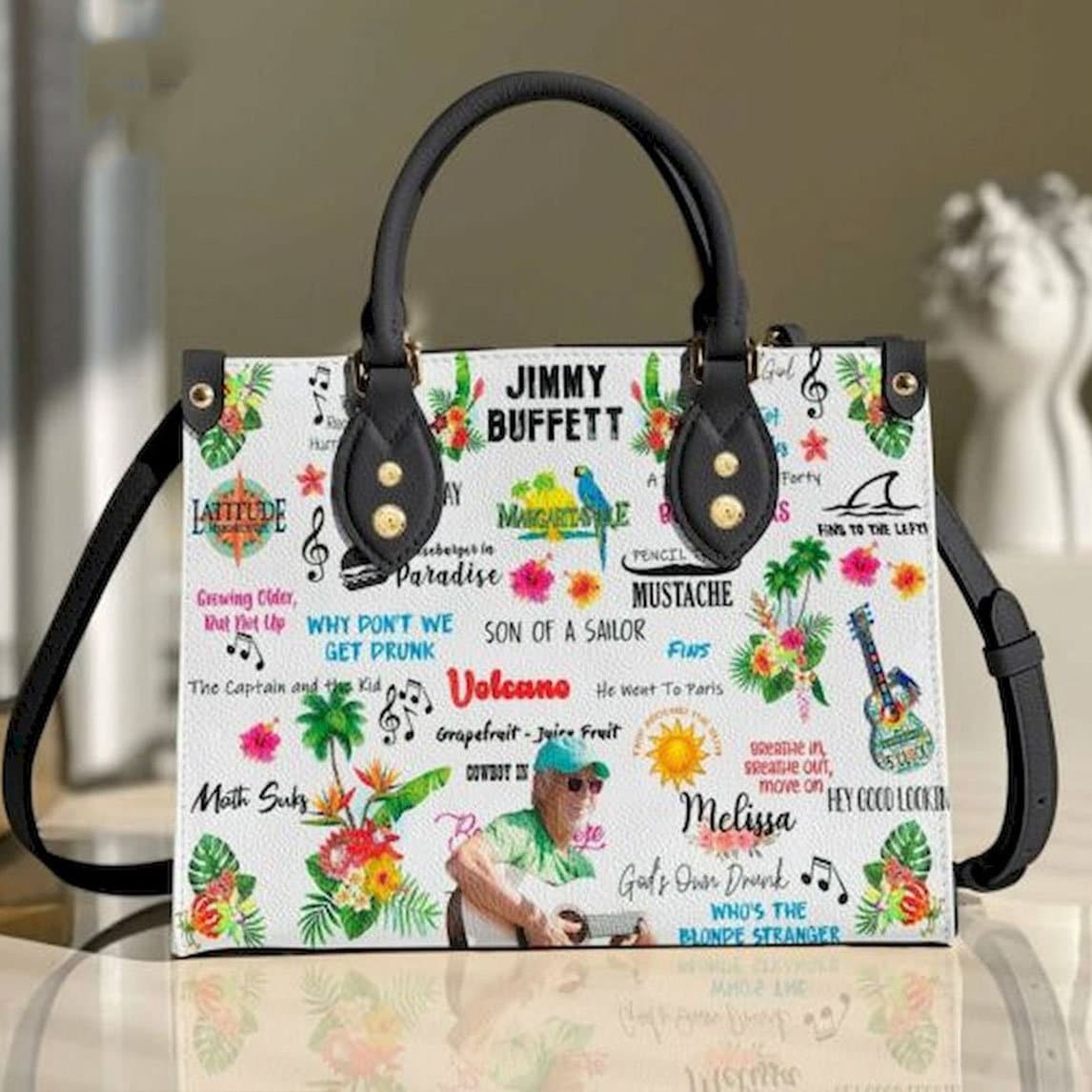 Jimmy buffett Leather Bags,Jimmy Buffett RIP Handbag,Margaritaville ...