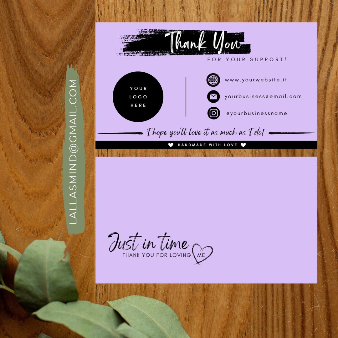 Business Thank You Card Template, Printable Thank You Package Insert ...